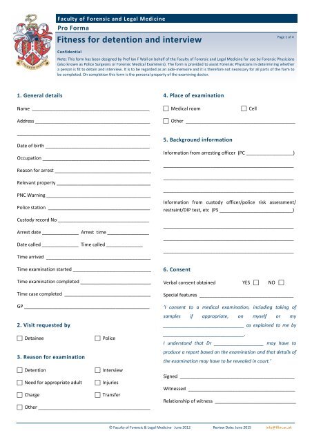 Download fitness for detention and interview pro forma - the FFLM