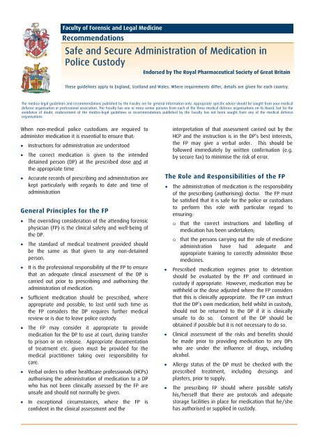 FACULTY OF FORENSIC AND LEGAL MEDICINE - the FFLM