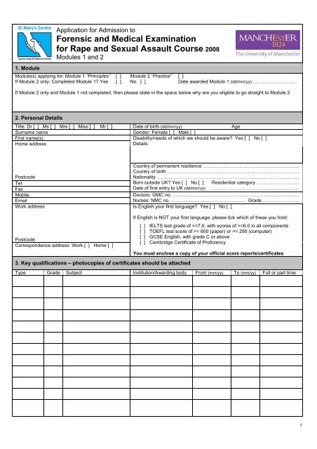 Forensic and Medical Examination for Rape and Sexual ... - the FFLM