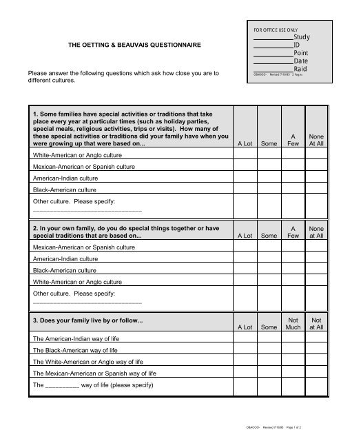 Modified Orthogonal Cultural Identification Scale