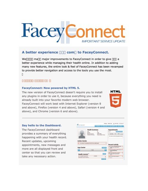 NEW Release of FaceyConnect - Facey Medical Group
