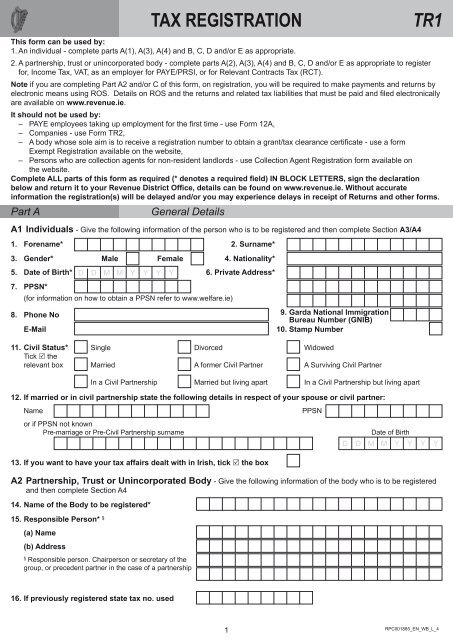 Form TR1 Tax Registration