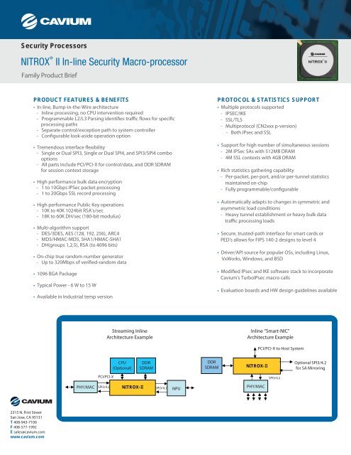 NITROXÃ‚Â® II In-line Security Macro-processor - Cavium