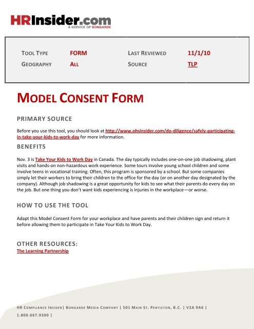 MODEL CONSENT FORM - HRInsider