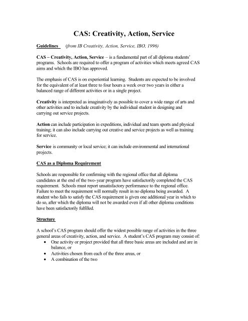 CAS: Creativity, Action, Service