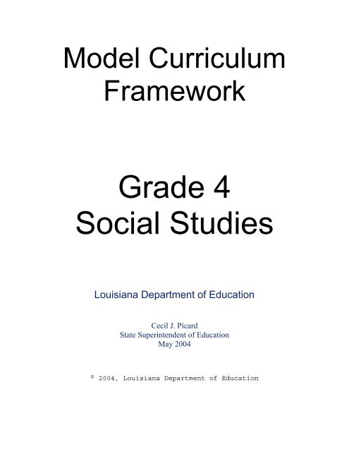 Grade 4 Social Studies - Louisiana Department of Education