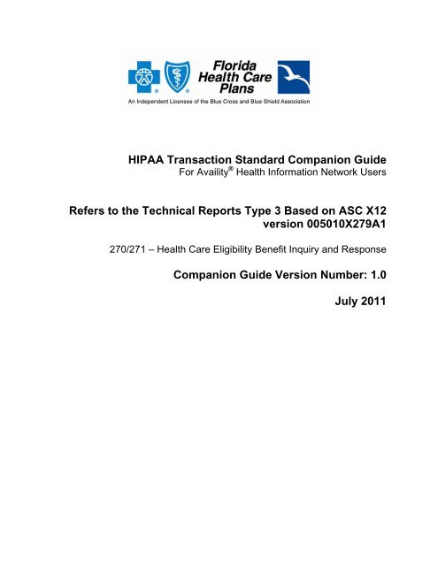 ANSI 270/271 - Florida Health Care Plans