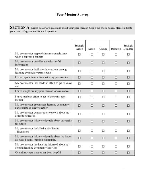 Peer Mentor Survey - Learning Communities