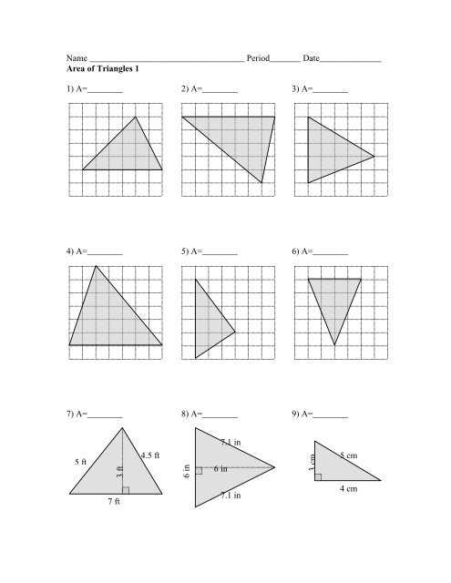 Worksheet - Area of Triangles - The McNabbs