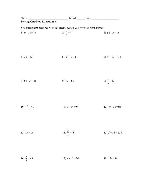 Solving One Variable Equations Worksheet - Tessshebaylo Solving One Variable Equations Worksheet - Tessshebaylo