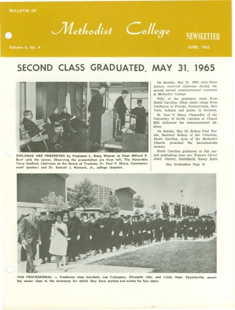 SECOND CLASS GRADUATED, MAY 31, 1965 - Methodist University