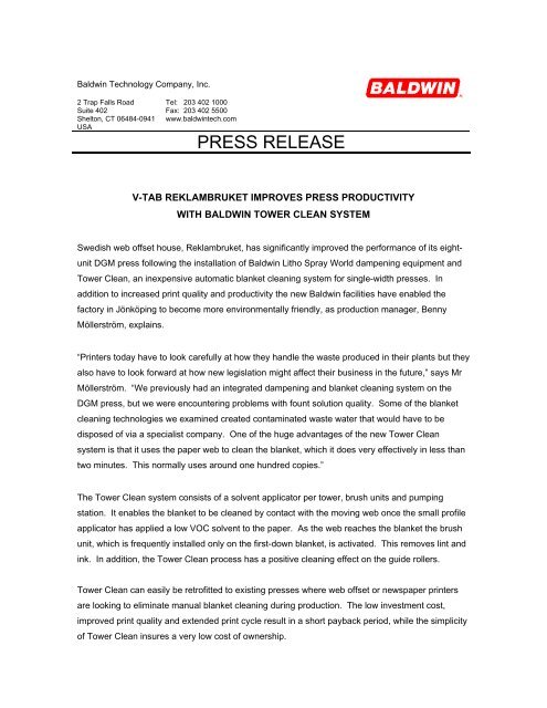 Download Document - Baldwin Technology Company, Inc.