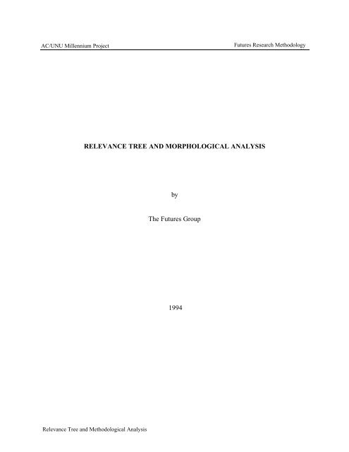 RELEVANCE TREE AND MORPHOLOGICAL ANALYSIS by The ...