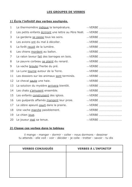 Les groupes de verbes 1. - Professeur Phifix