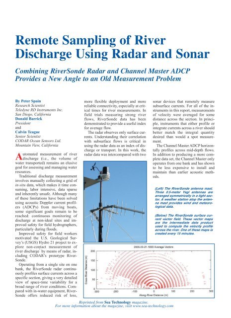 Remote Sampling of River Discharge Using Radar ... - RD Instruments