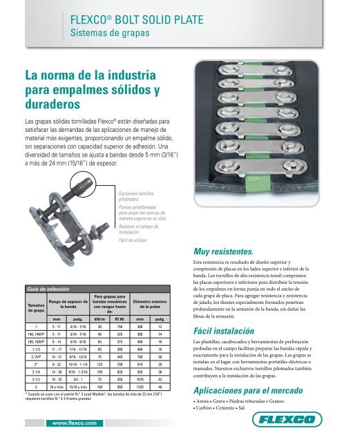 FlexcoÂ® Bolt Solid Plate Sistemas de grapas
