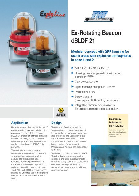 dSLDF 21 ATEX Rotating Mirror Beacon Warning Light - FHF Safety ...