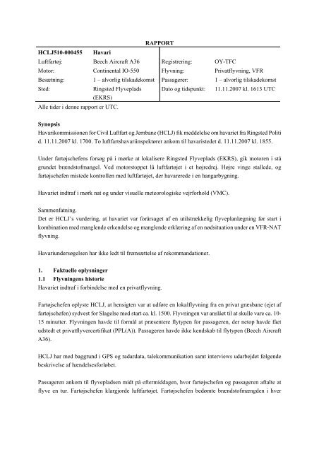 Rapport ICAO Annex 13 format