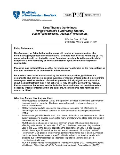 Myelodysplastic Syndromes Therapy Vidaza