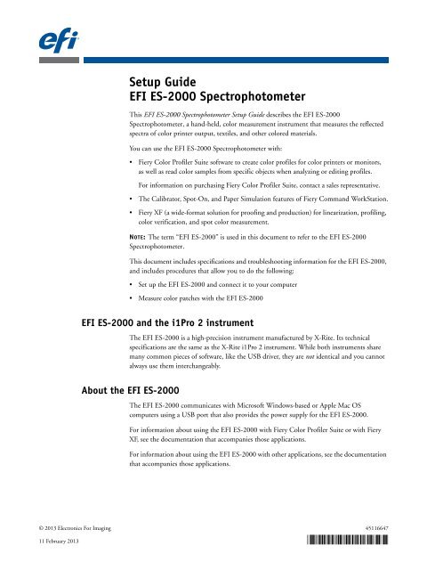 EFI ES-2000 Spectrophotometer Setup Guide