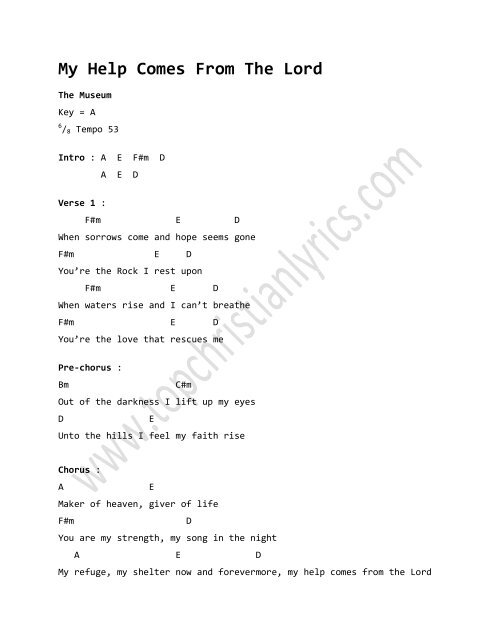 My Help Comes From The Lord chords - Christian Lyrics