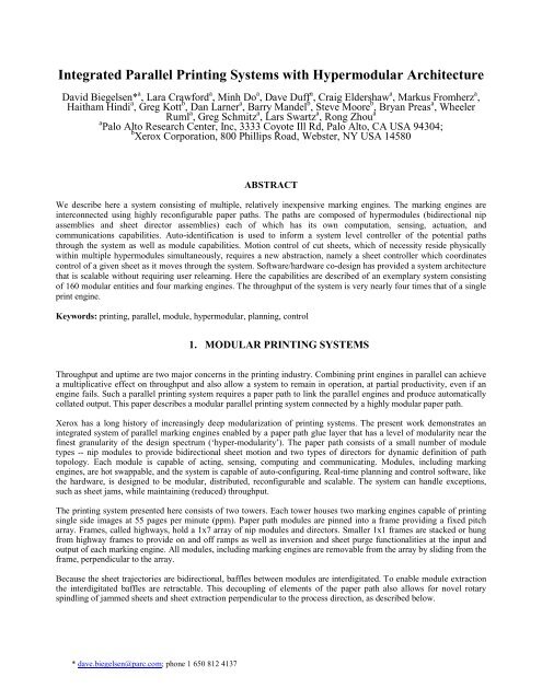 Integrated Parallel Printing Systems with Hypermodular ... - Parc