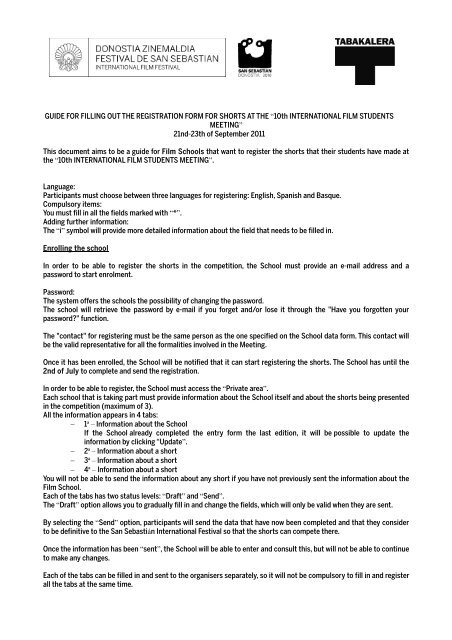 GUIDE FOR FILLING OUT THE REGISTRATION FORM FOR ...