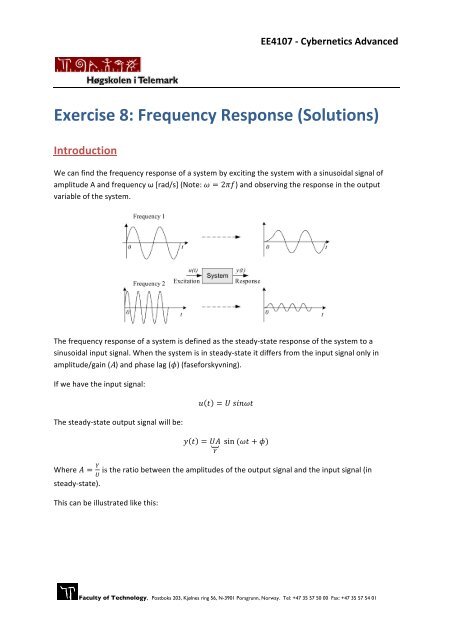 Exercise 8 Frequency Response Solutions