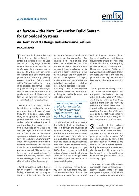 e2 factory â the Next Generation Build System for Embedded Systems