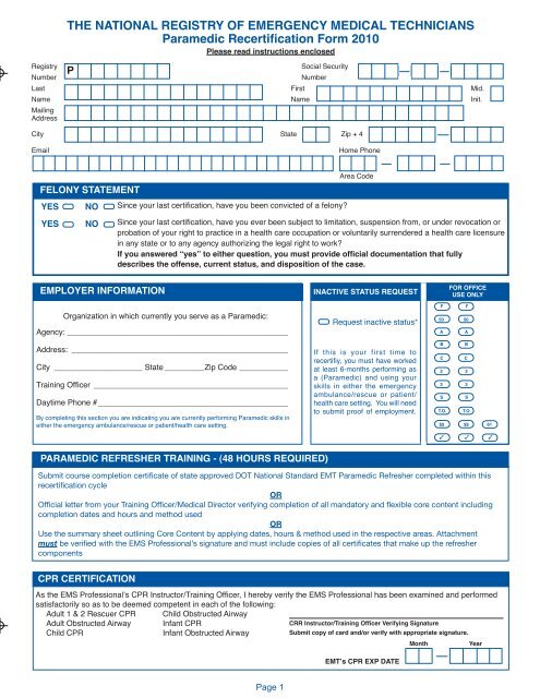 THE NATIONAL REGISTRY OF EMERGENCY MEDICAL ...