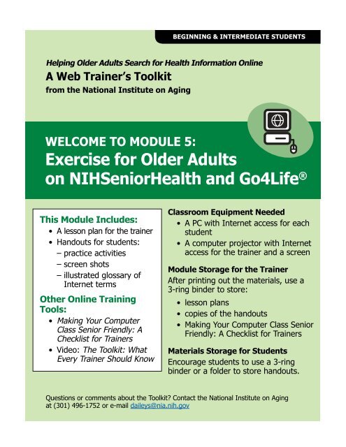 Module 5: Exercise and Physical Activity for ... - NIH Senior Health