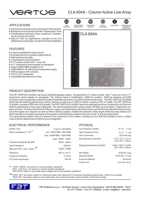 Vertus CLA604A_datasheet - FBT