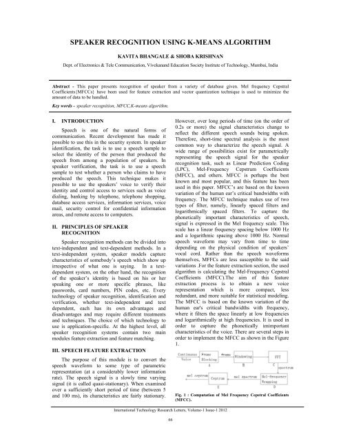 Speaker Recognition Using K Means Algorithm Irnet Explore