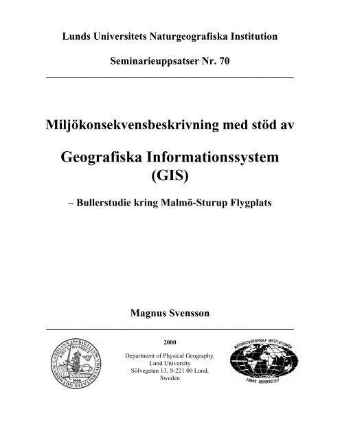 Geografiska Informationssystem (GIS) - Institutionen fÃ¶r ...