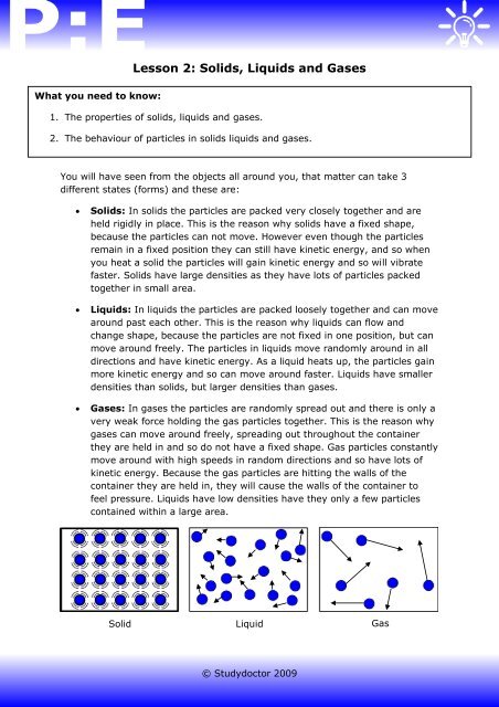 Lesson 2: Solids, Liquids and Gases - Lesson 1