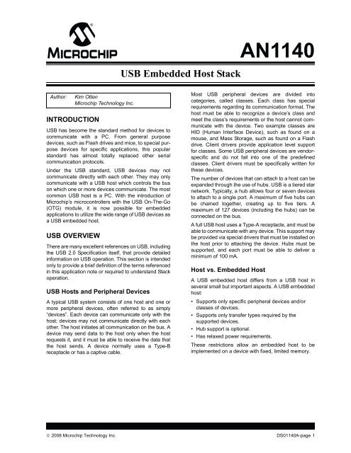 USB Embedded Host Stack - Microchip