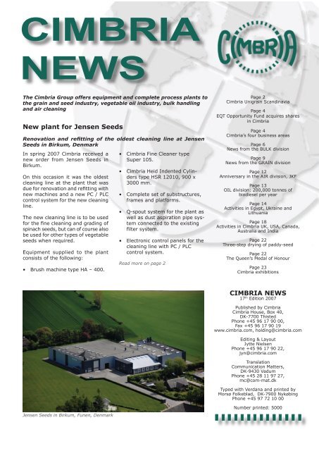 CIMBRIA NEWS - Cimbria Group