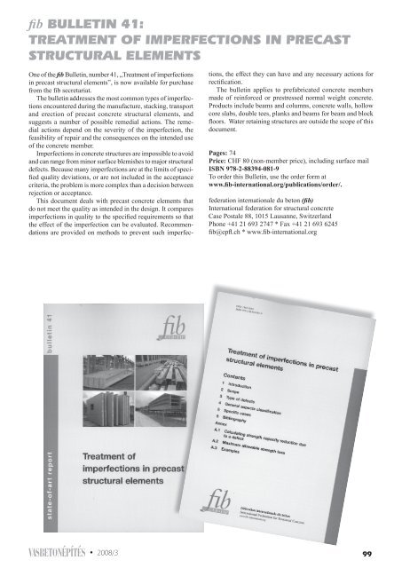 fib BULLETIN 41: TREATMENT OF IMPERFECTIONS IN PRECAST ...