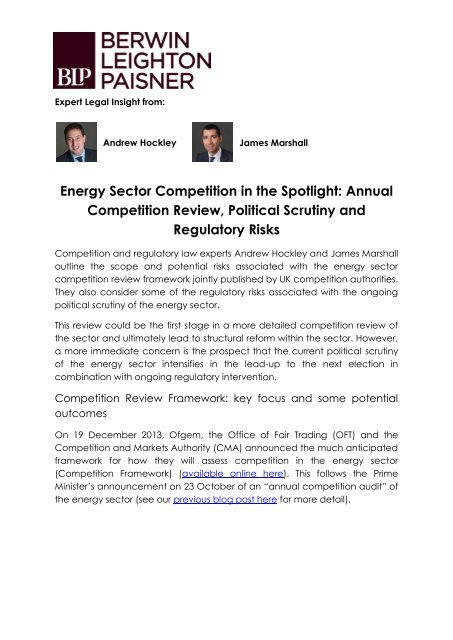 Energy Sector Competition in the Spotlight