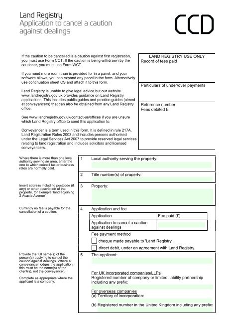 Form CCD - Land Registry