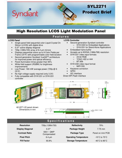 SYL2271 Product Brief - Syndiant