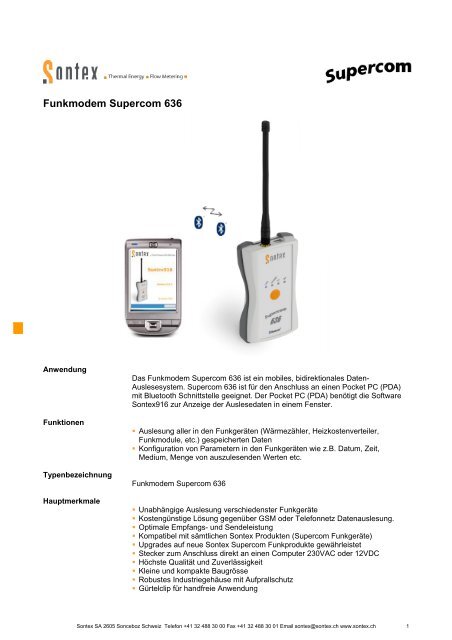 Datenblatt Funkmodem Supercom 636 - Sontex SA
