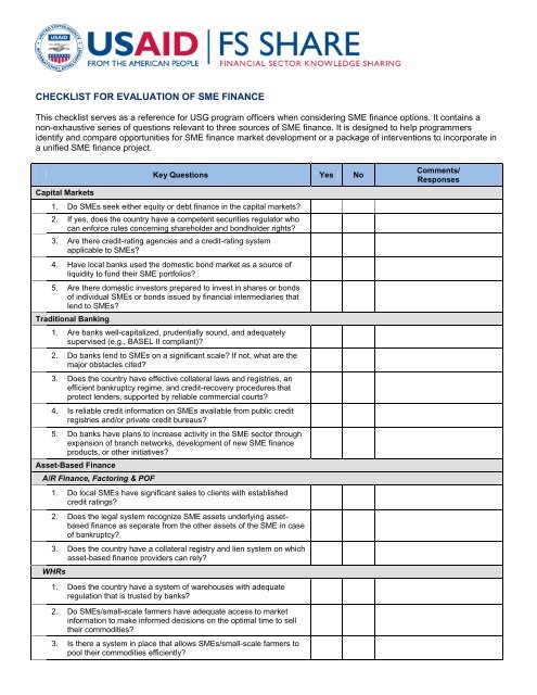 Diagnostic Checklist - usaid
