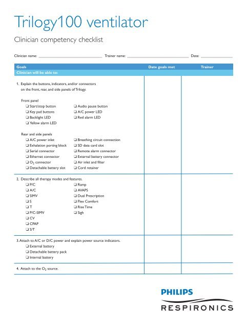 Clinician competency (PDF) - Trilogy100 - Respironics