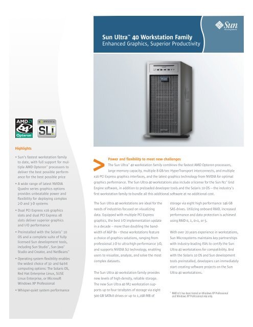 Sun Ultra 40 Workstation Family - AMD