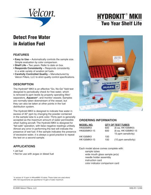 Data Sheet # 1955 - Velcon Filters