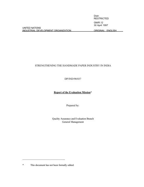 Strengthening the Handmade Paper Industry in India - unido