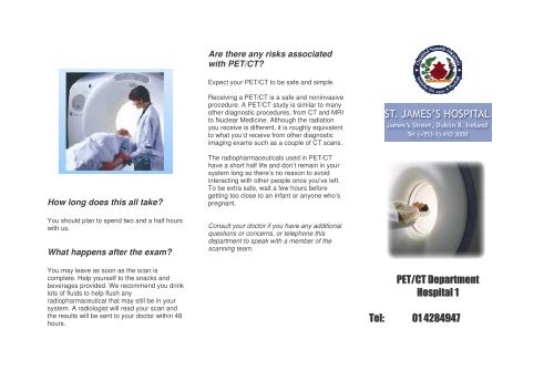 PET CT patient information brochure - St. James's Hospital