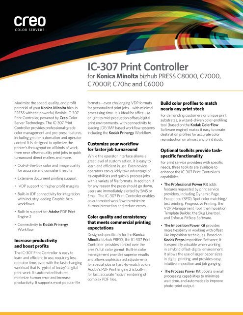 Maximize efficiencies with IC-307 Print Controller - Creo