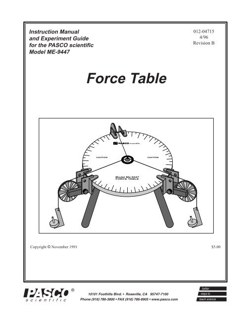 PASCO force table